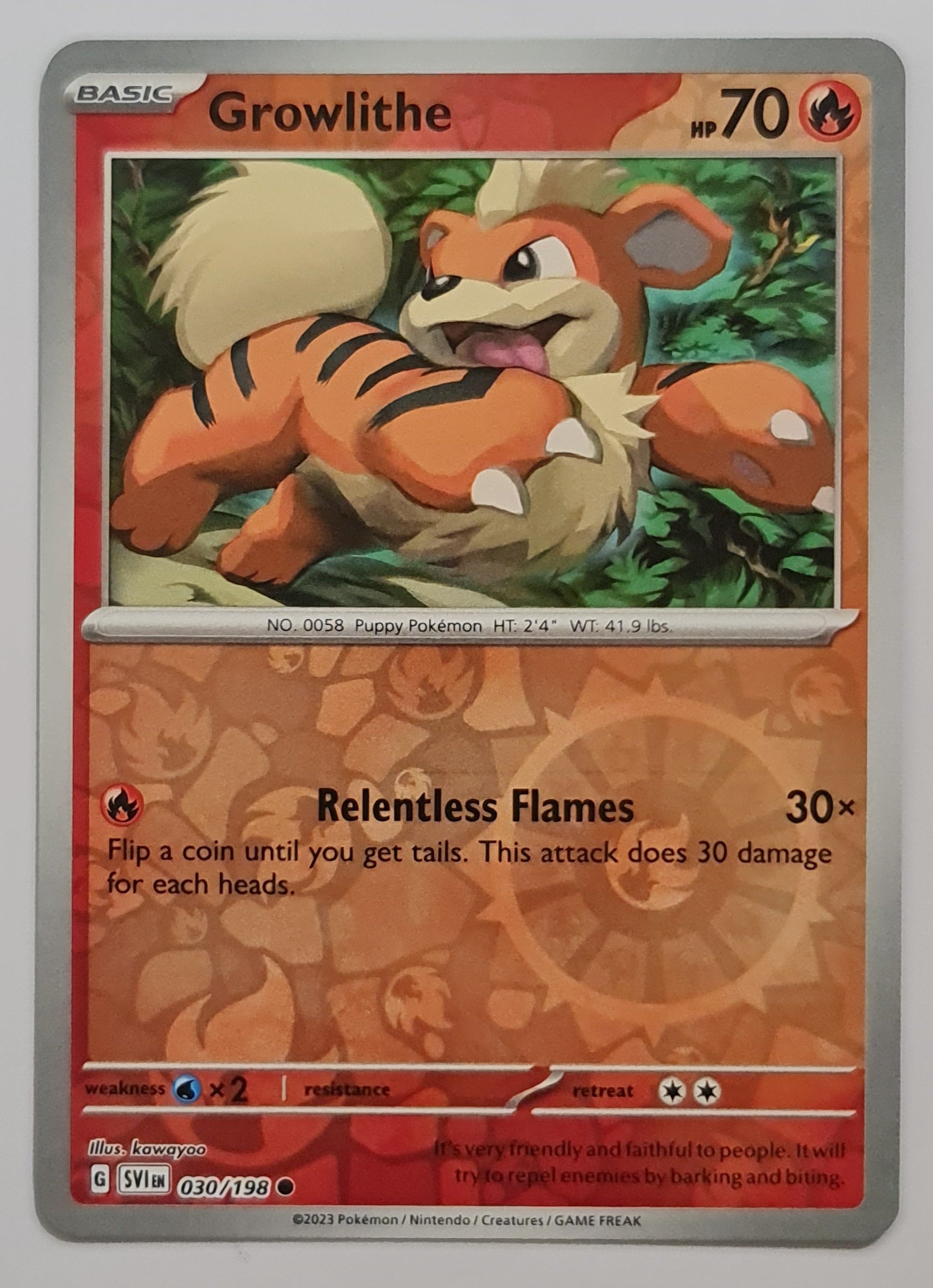 Pokemon Card Scarlet & Violet 030/198 30/198 Growlithe Reverse Holo Co ...